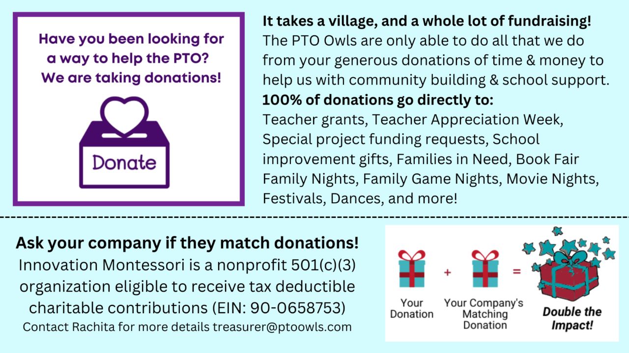 PTO Owls Sponsor Donations