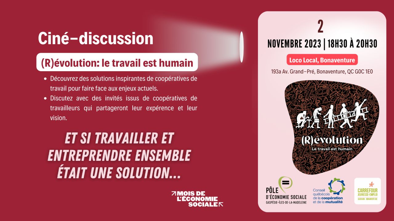Ciné-discussion du documentaire (R)évolution: le travail est humain, au Loco Local