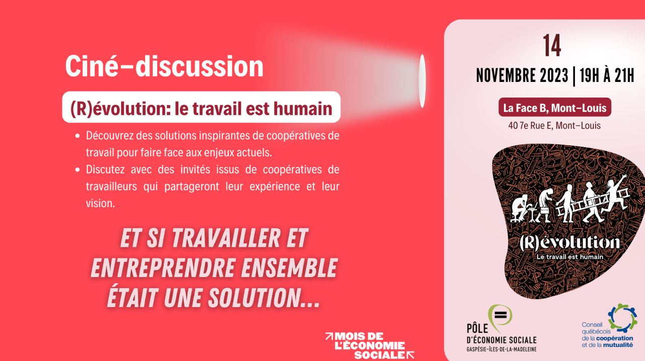 Ciné-discussion du documentaire (R)évolution: le travail est humain, à la Face B