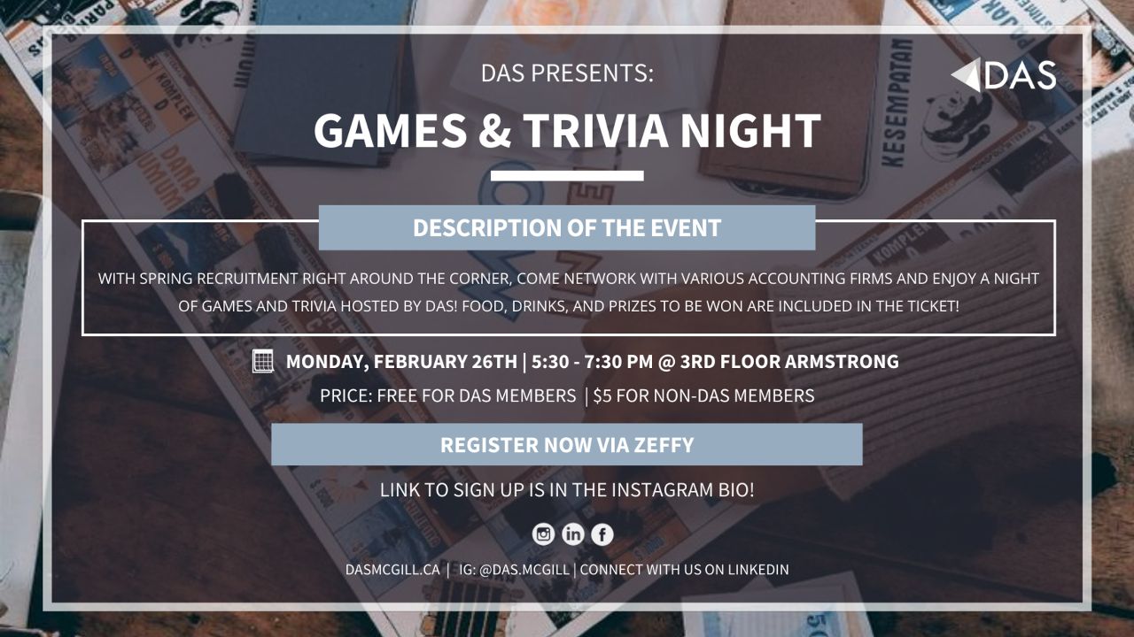 DAS Games and Trivia Night